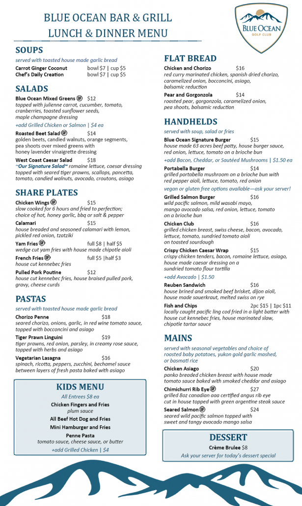 Spring Menu 2019 | Blue Ocean Golf Club
